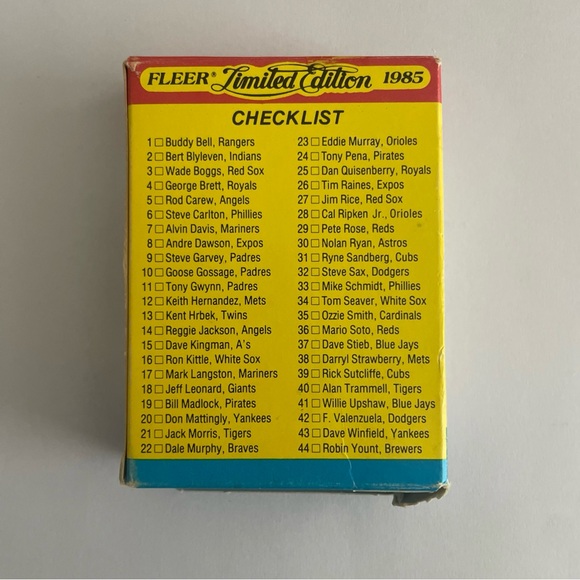 fleer | Toys | Fleer Limited Edition 985 Baseball Trading Cards Red ...